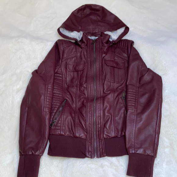 YMI | Jackets & Coats | Nice Maroon Leather Jacket Worn Only Once Like ...